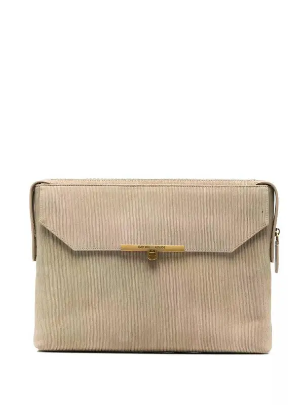 Emporio Armani Corduroy-effect Logo-plaque Clutch - Grey