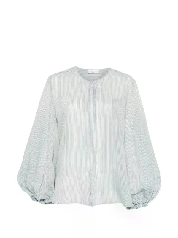 ROBERTO COLLINA Striped Balloon-sleeve Shirt - Blue