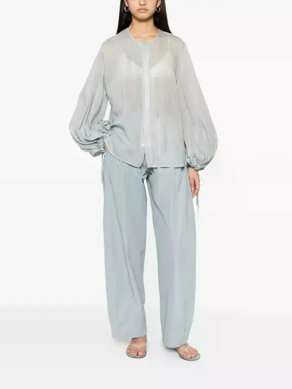 ROBERTO COLLINA Striped Balloon-sleeve Shirt - Blue