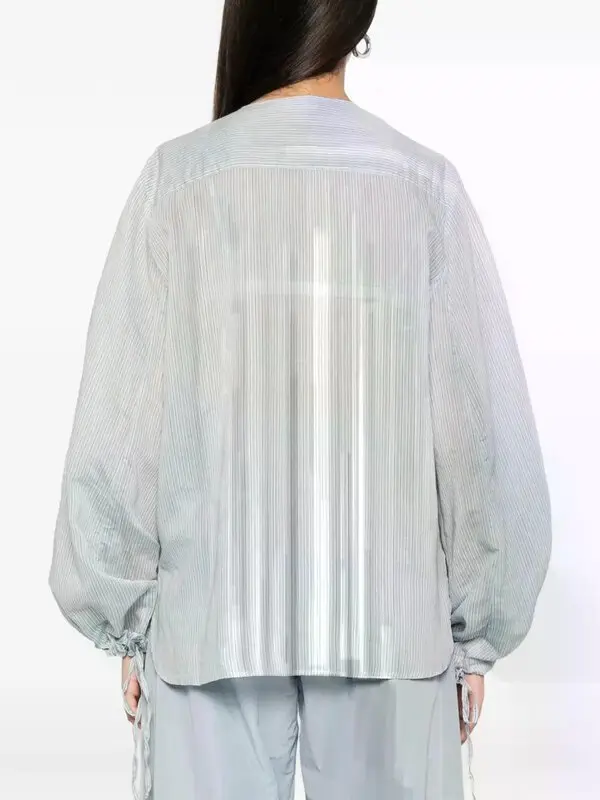 ROBERTO COLLINA Striped Balloon-sleeve Shirt - Blue