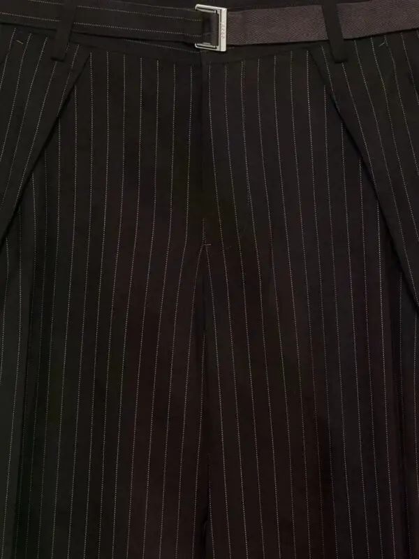 Sacai Chalk-stripe Belted Trousers