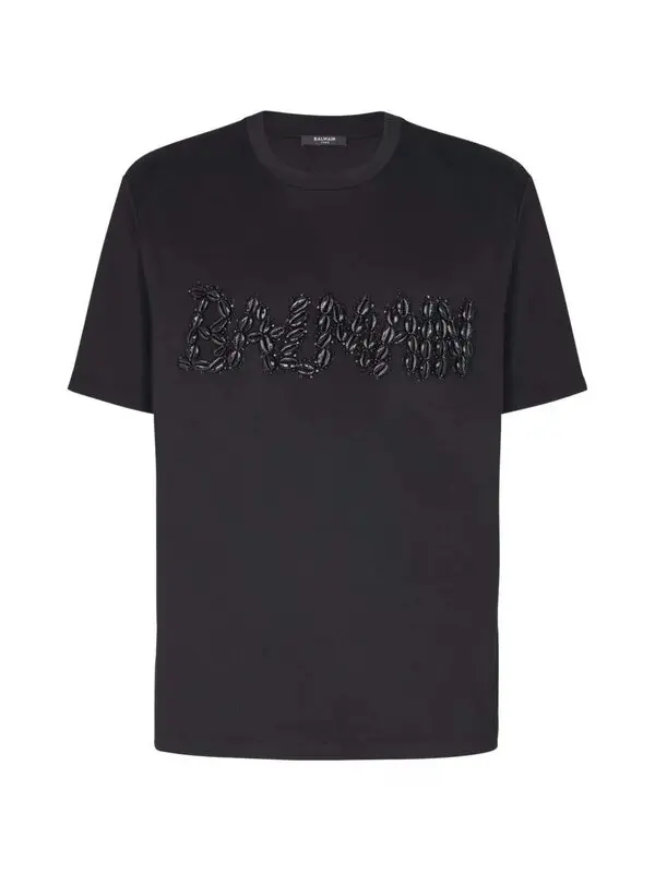 Balmain Beaded-logo T-shirt