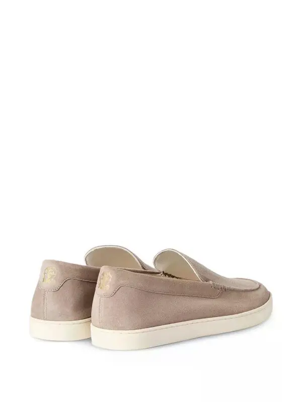 Brunello Cucinelli Suede Chevron Loafer Sneakers - Brown