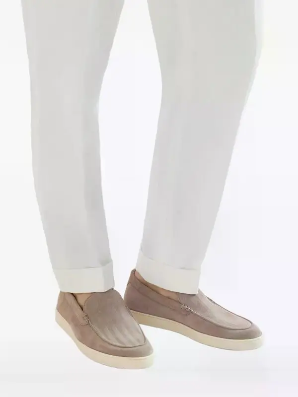 Brunello Cucinelli Suede Chevron Loafer Sneakers - Brown