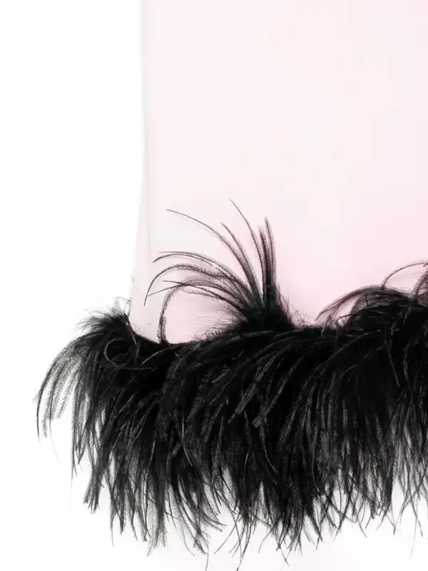 Prada Feather-trim Belted Midi Dress