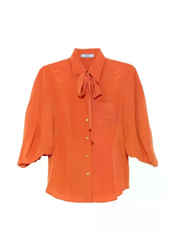 Prada Tie-detail Puff Sleeve Shirt