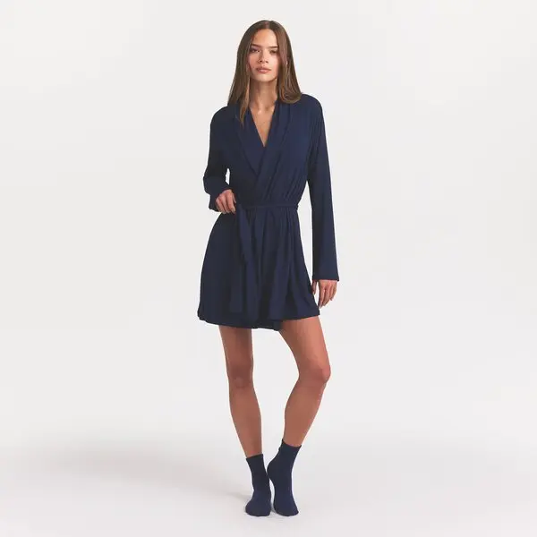 SKIMS Sleep Short Robe | Blue - Navy