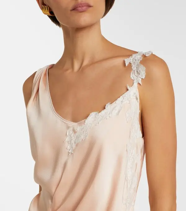 Victoria Beckham Lace-trimmed Crêpe Satin Midi Dress - Pink