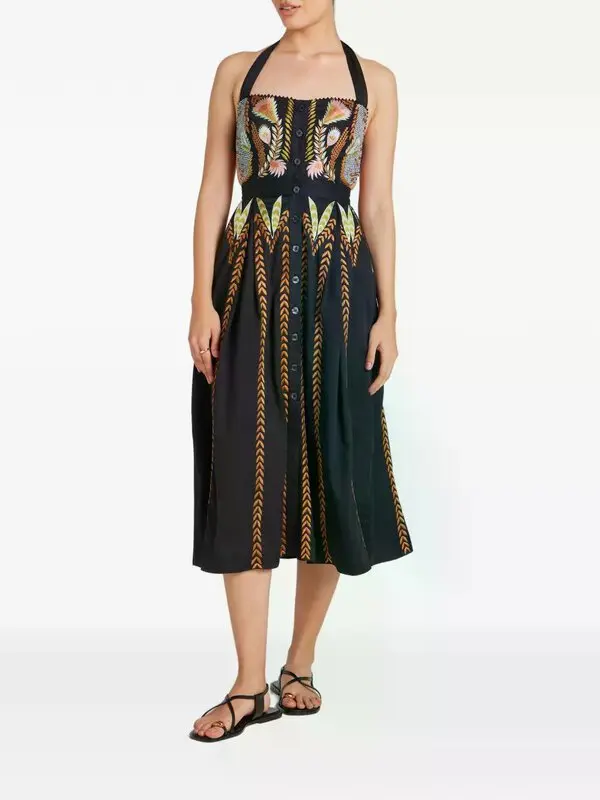 TEMPERLEY LONDON Juniper Embroidered Halterneck Midi Dress