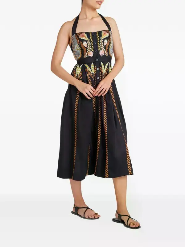 TEMPERLEY LONDON Juniper Embroidered Halterneck Midi Dress