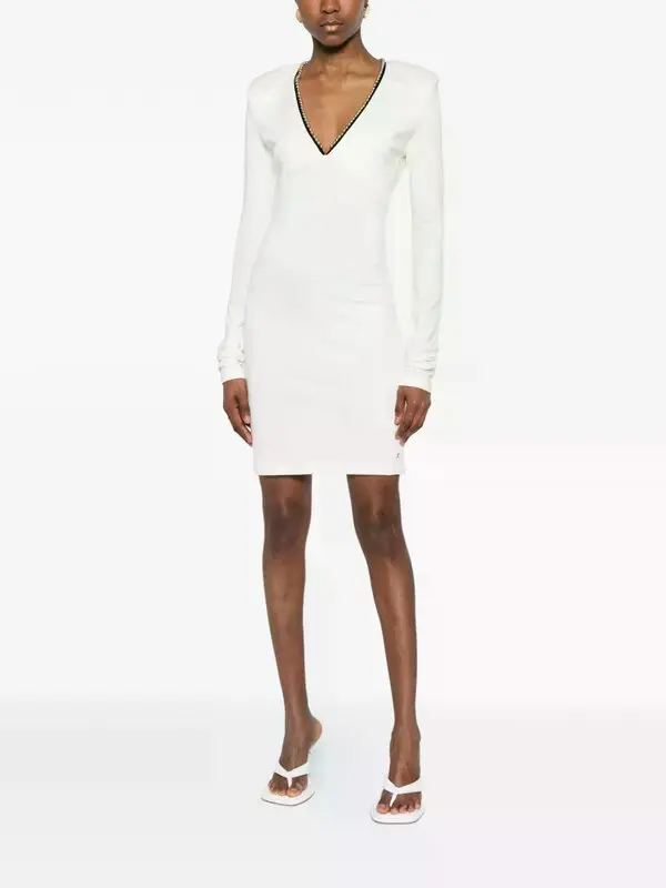 Just Cavalli Beaded V-neck Mini Dress