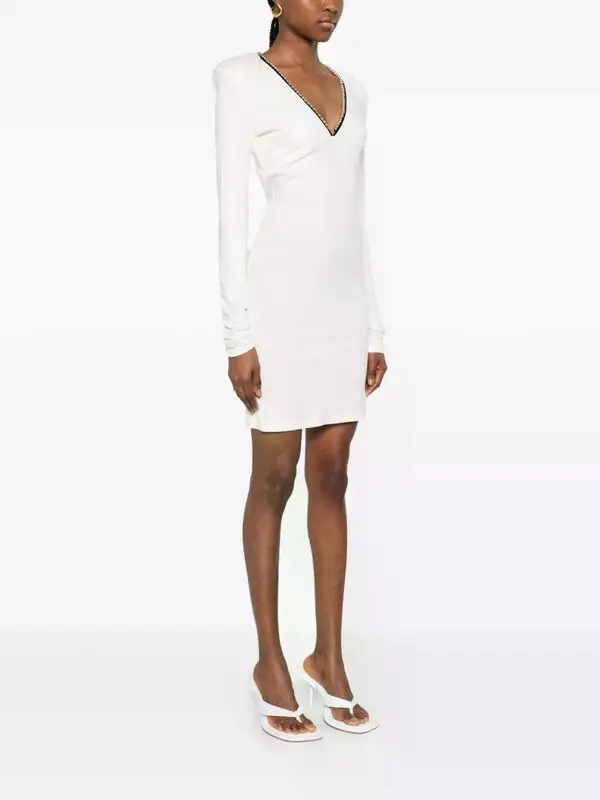 Just Cavalli Beaded V-neck Mini Dress