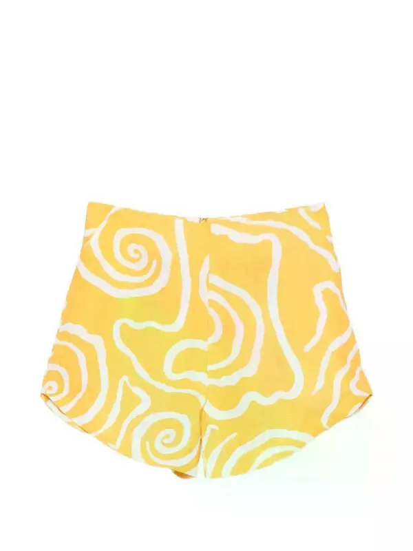 CALA DE LA CRUZ Abstract-print High-waisted Shorts - Yellow