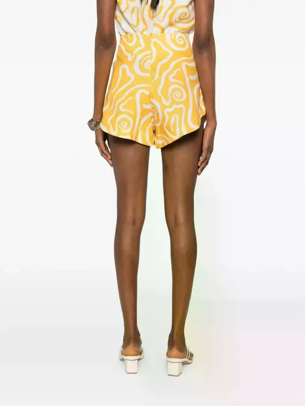 CALA DE LA CRUZ Abstract-print High-waisted Shorts - Yellow