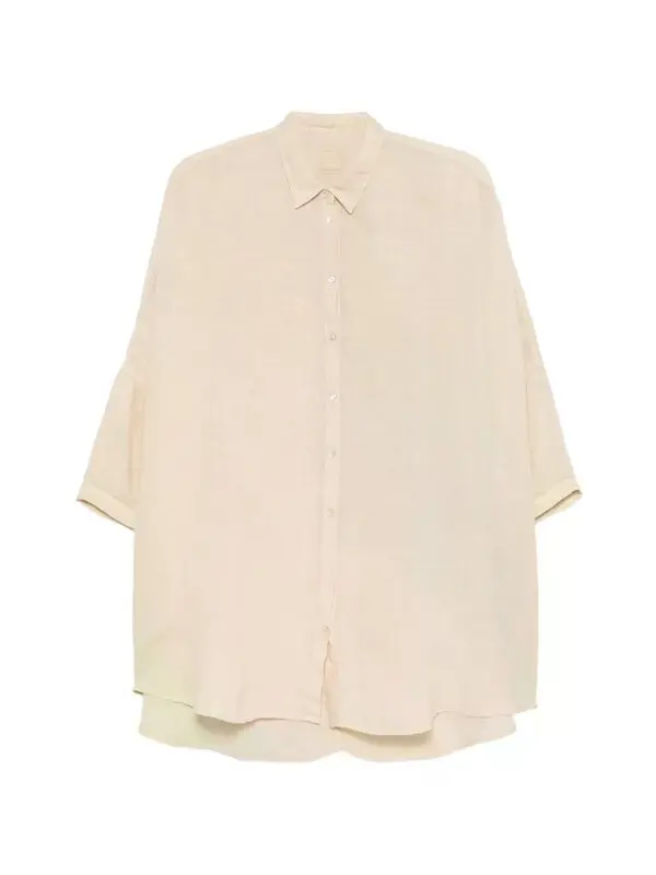 120% Lino Oversized Button-down Top - Neutrals