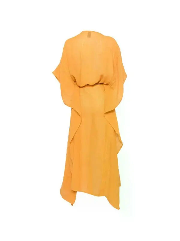 120% Lino Tassel-detail Belted Maxi Dress - Orange