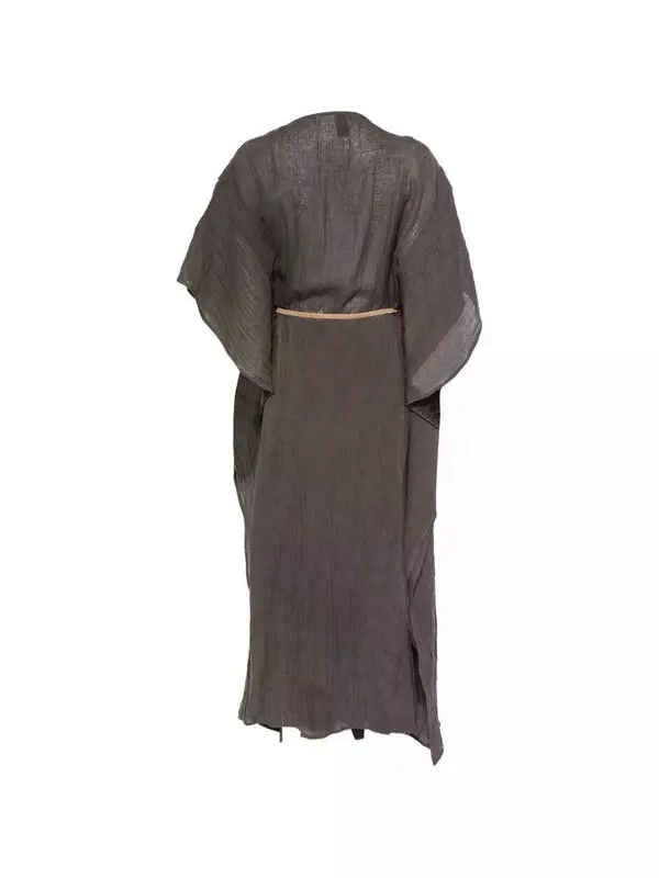 120% Lino Belted Kaftan Maxi Dress - Grey
