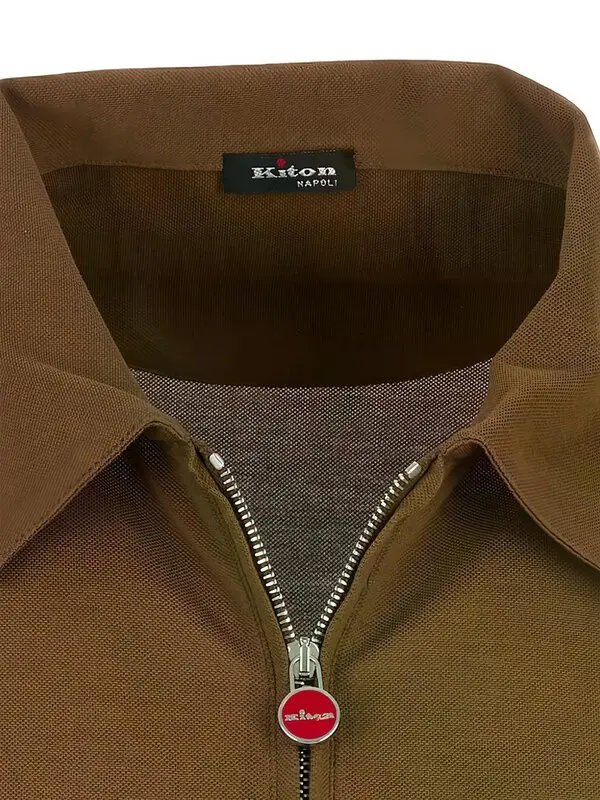 Kiton Zip-up Piqué Polo Shirt