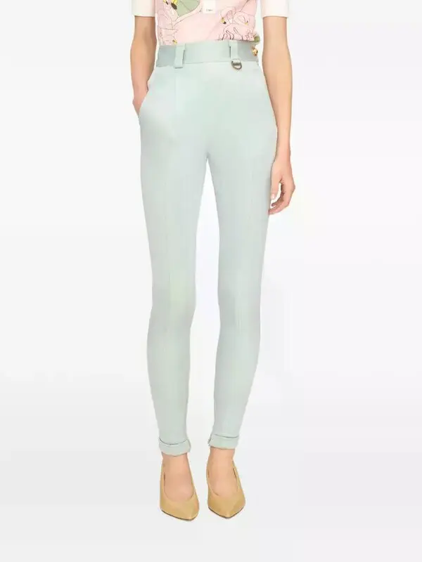 Chloé Pressed-crease High-waisted Trousers - Green
