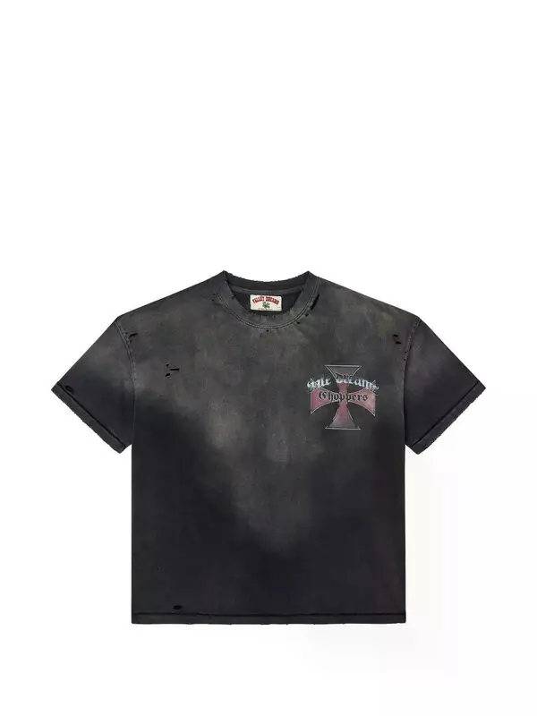 VALE FOREVER Chopper Distressed-effect Cotton T-shirt - Black