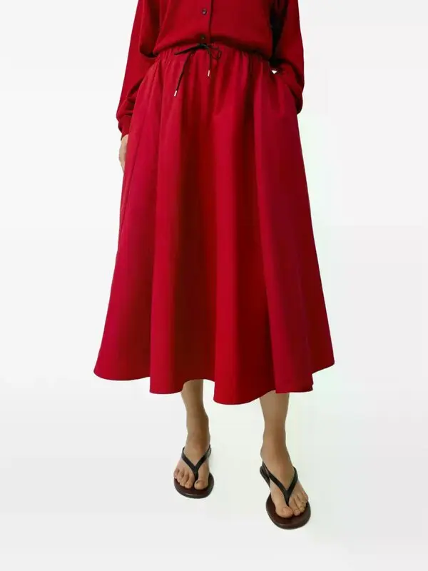 CORDERA Flared Midi Skirt - Red
