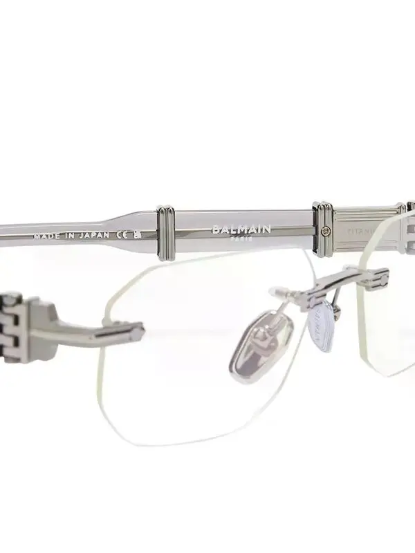 Balmain Geometric-frame Rimless Glasses - Silver