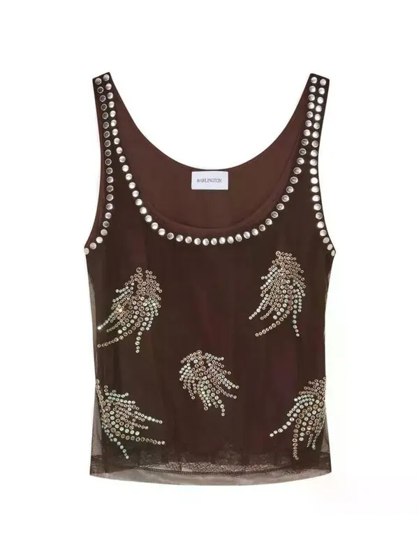 16Arlington Esha Hot-fix Mesh Top - Brown