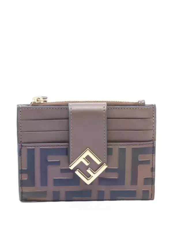 Fendi 2010s Ff Diamond Zip Card Holder - Brown