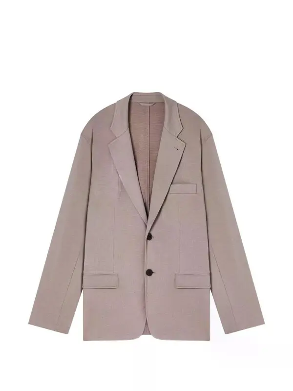 Emporio Armani Single-breasted Jacket In Waffle-effect Armure Fabric - Grey