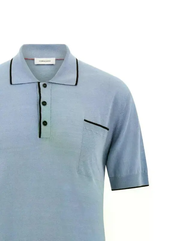 FERRAGAMO Gancio-tab Knitted Polo Shirt