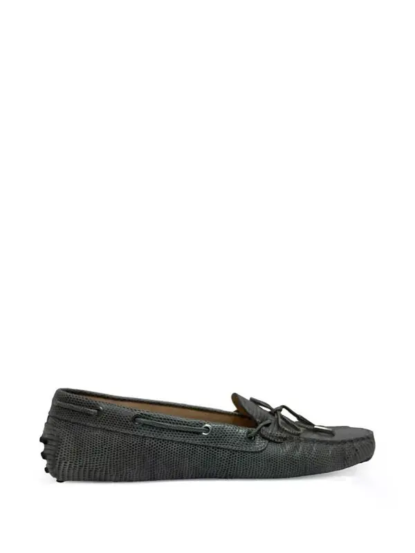 TOD'S Lizard-embossed Bow Loafers - Grey