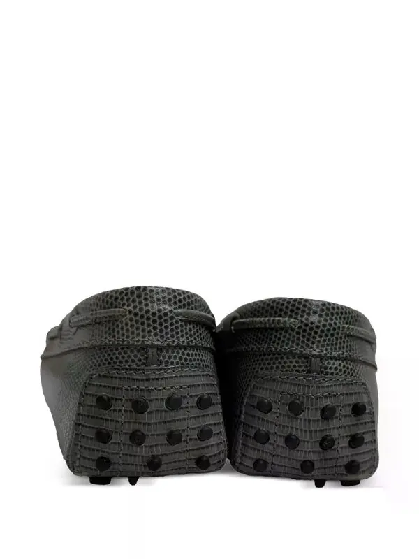TOD'S Lizard-embossed Bow Loafers - Grey