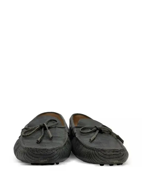 TOD'S Lizard-embossed Bow Loafers - Grey