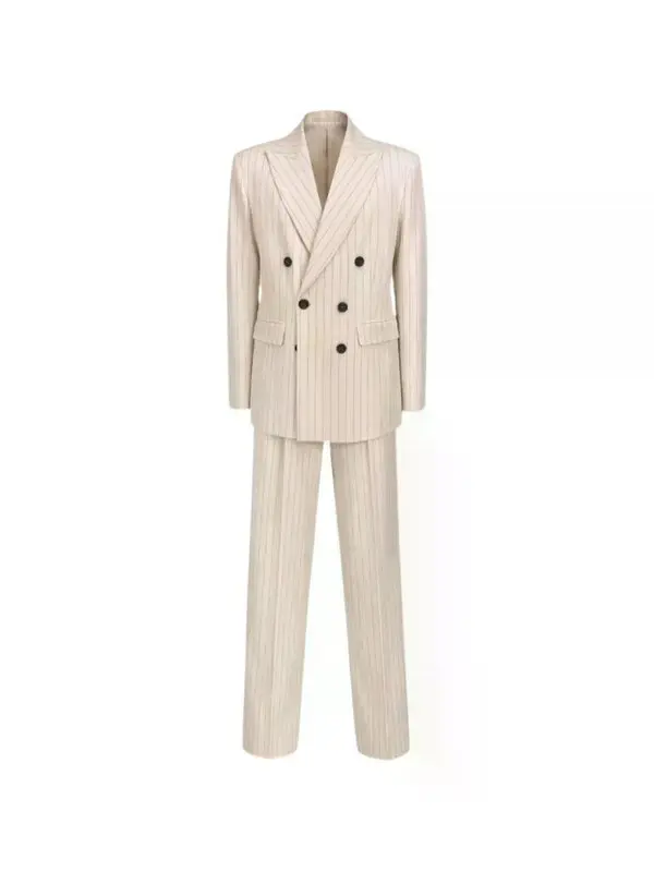 ROOM76 Pinstripe Double-breasted Suit - Neutrals
