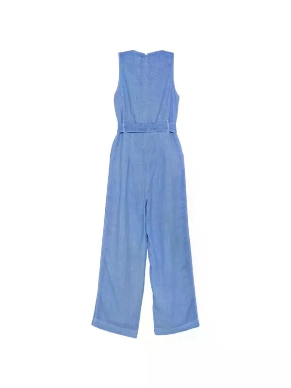 120% Lino Belted Sleeveless Jumpsuit