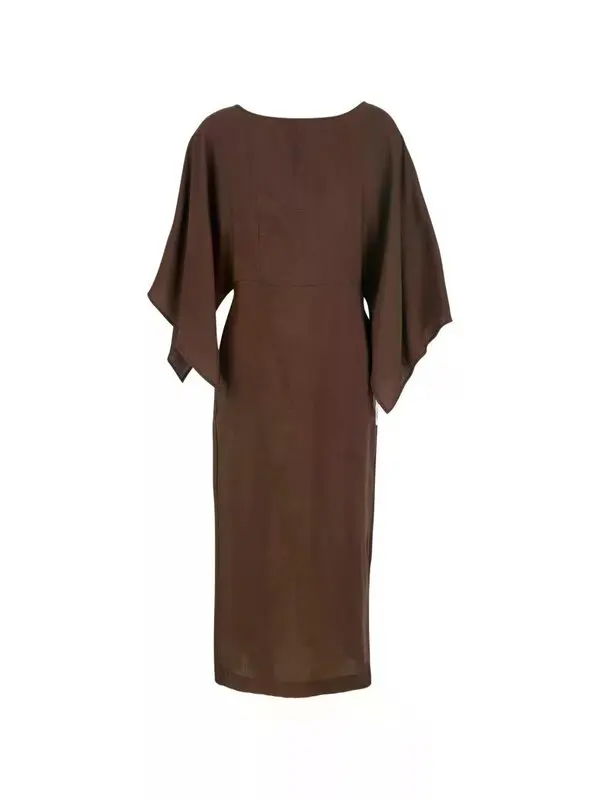 MERCI Textured Cape-sleeve Midi Dress