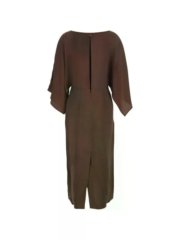 MERCI Textured Cape-sleeve Midi Dress