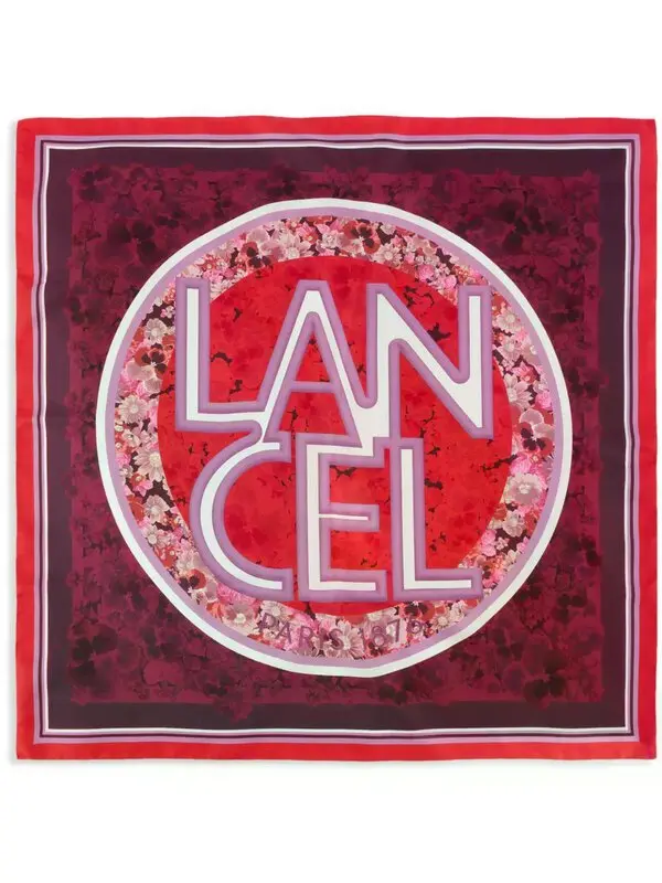 LANCEL Roxanne Flowers-print Silk Scarf - Red