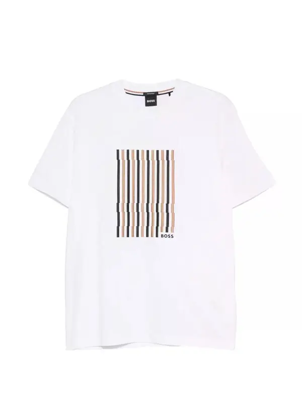BOSS Stripe-embroidered T-shirt - White