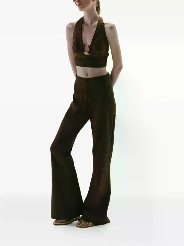BAOBAB Louise Textured Flared Trousers - Brown