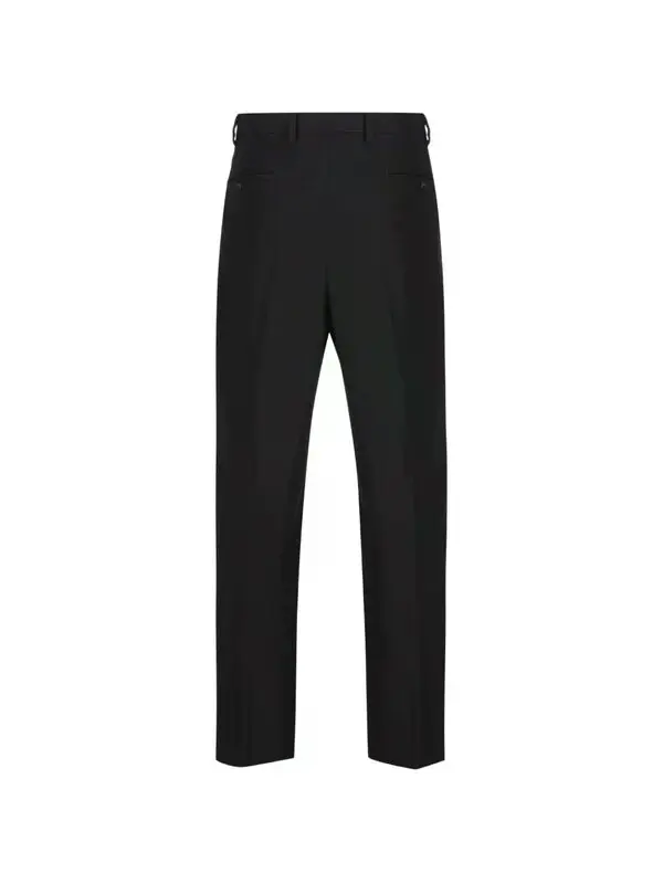 Prada Cotton Slim Fit Trousers With Enamelled Triangle Logo Detail - Black