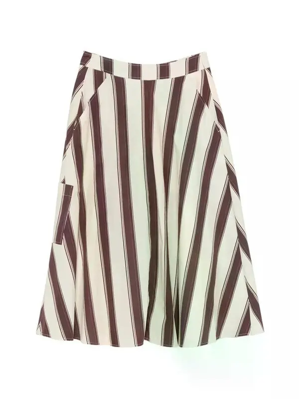 DIEGA Striped Patch-pocket A-line Skirt - Neutrals