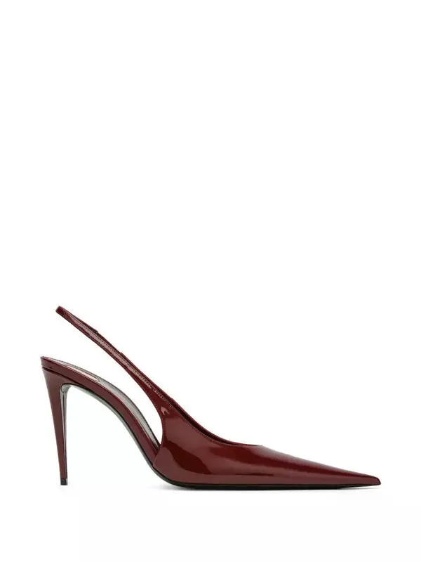 Saint Laurent Guermantes Leather Slingback Pumps - Red