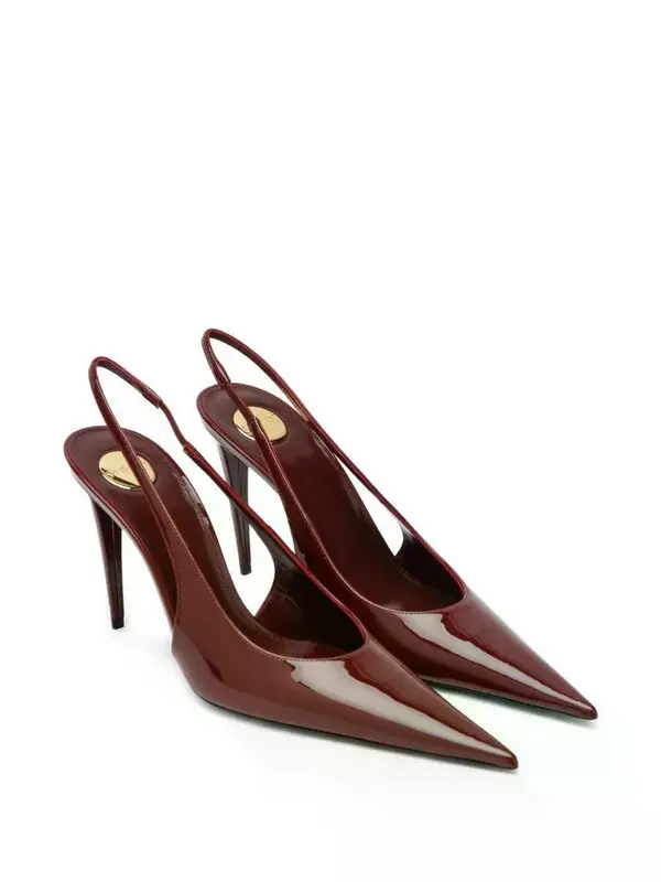 Saint Laurent Guermantes Leather Slingback Pumps - Red