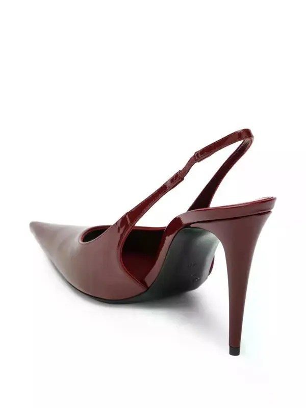 Saint Laurent Guermantes Leather Slingback Pumps - Red
