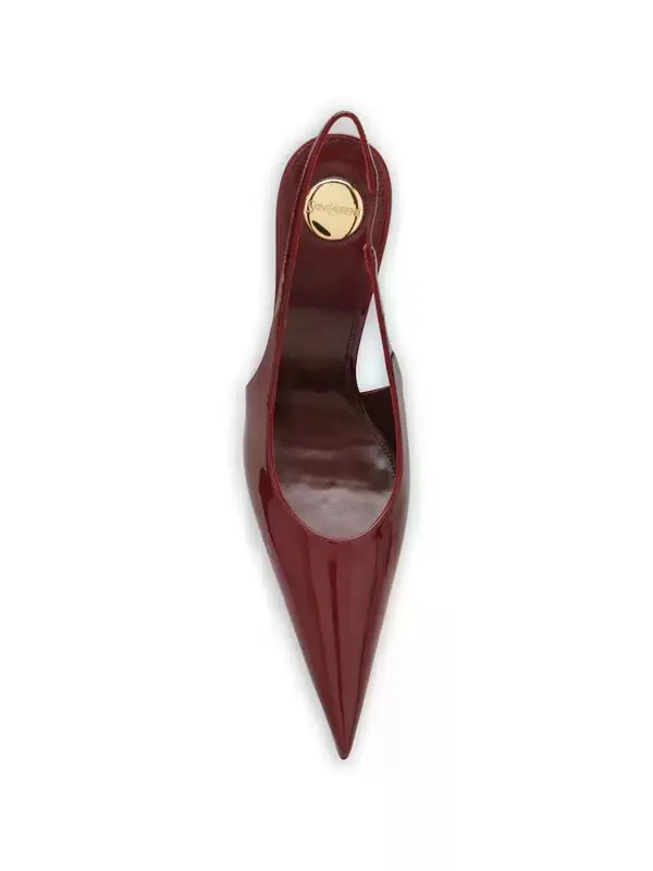 Saint Laurent Guermantes Leather Slingback Pumps - Red