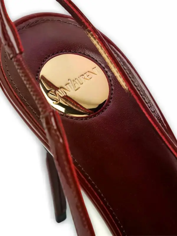 Saint Laurent Guermantes Leather Slingback Pumps - Red