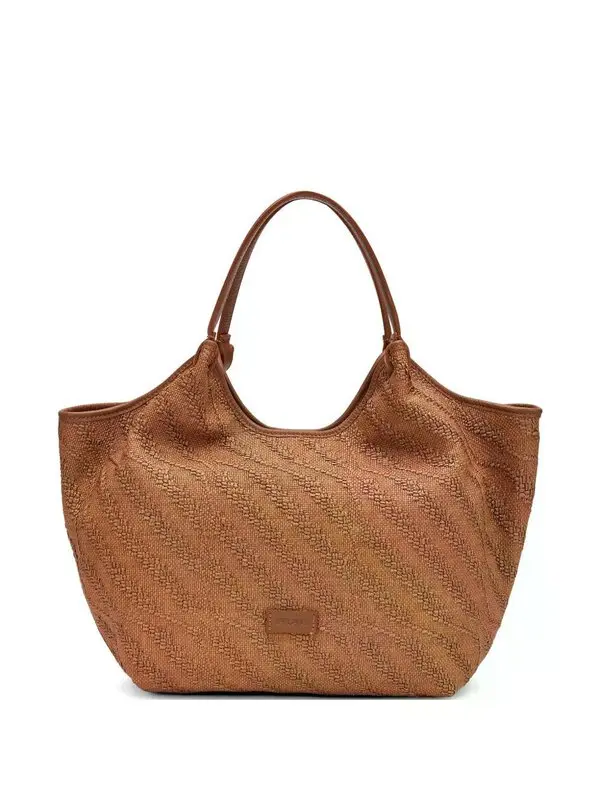 FRAU Woven Diagonal-stripe Tote Bag