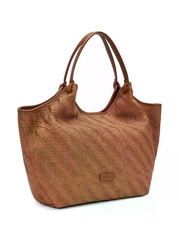 FRAU Woven Diagonal-stripe Tote Bag