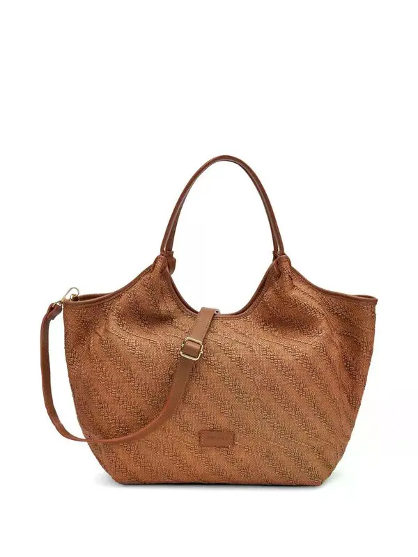 FRAU Woven Diagonal-stripe Tote Bag